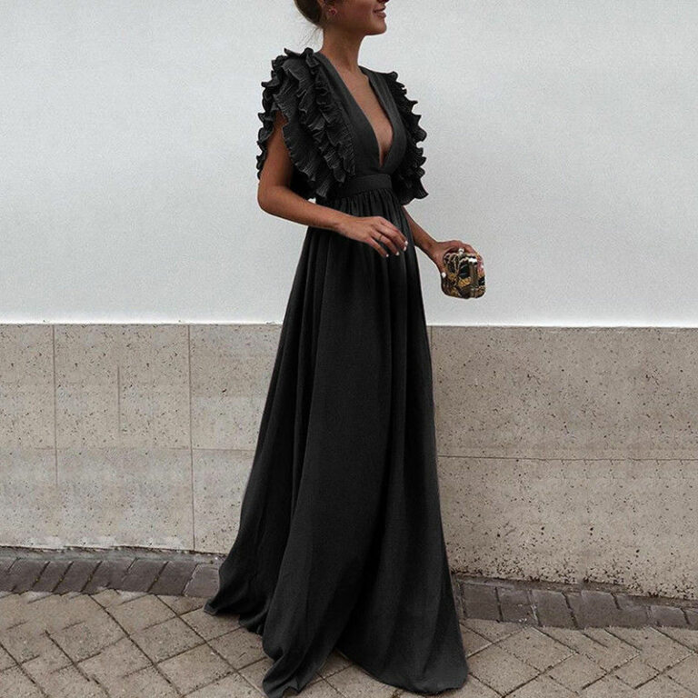 Robe Habillée de Soirée Élégante en Décolleté Plongeant en V • La Robelière